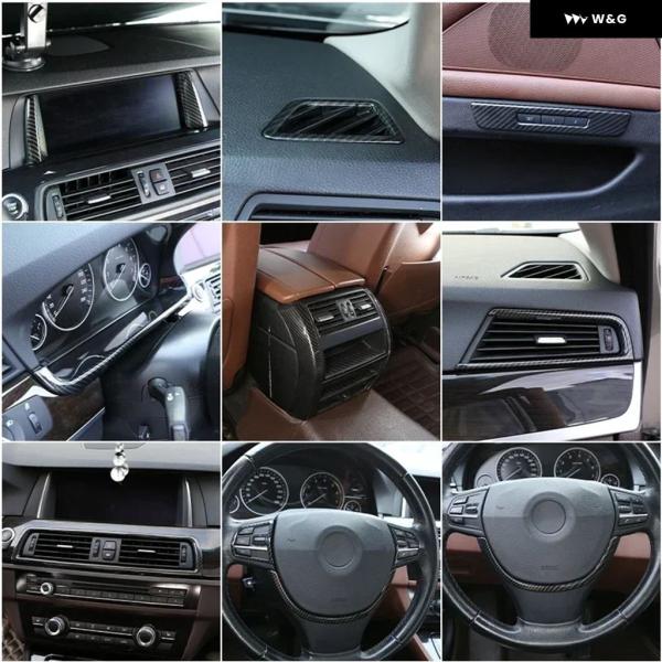BMW 5シリーズ F10 2011-2017 アクセサリー カーボン インテリア ダッシュボード コンソール ギア シフト パネル デコレーション カバー トリム ステッカー カスタム パーツ アクセサリーHign-concerned C...