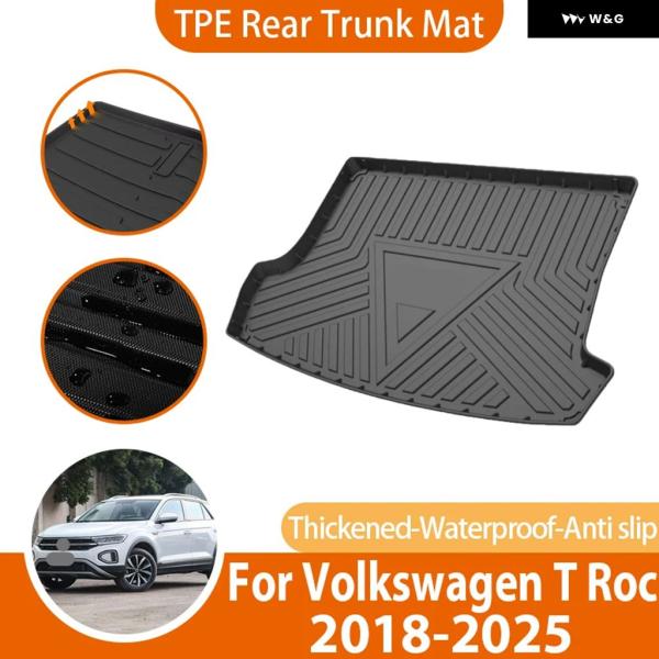 VW フォルクスワーゲン T ROC 2018~2025 TPE素材 車用リア トランク マット ブートライナー カーゴトレイ 収納 パッド 汚れ防止 カーパーツ カスタム パーツ アクセサリーTypes of Car Floor Mats...