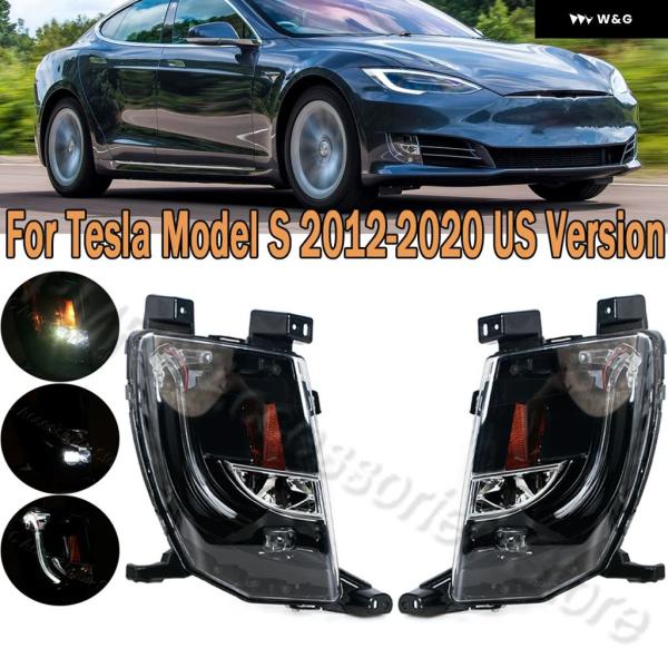 LED DRL デイタイム ランニングライト フロント バンパー フォグランプ フォグランプ アセンブリ フォグランプ フォグライト テスラ モデルS 2012-2018 2019 2020 カスタム パーツ アクセサリーHign-conc...