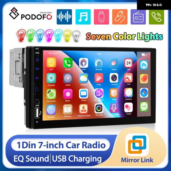 7インチ 1DIN カー ラジオ ミラー リンク ステアリングホイール コントロール カーマルチメディアプレーヤー FM BT EQ ステレオ USB リバース カメラ 対応 カスタム パーツ アクセサリーHign-concerned Ch...