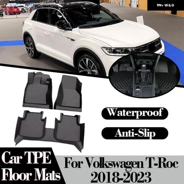 VW フォルクスワーゲン T-ROC TROC 2018 2019-2023 TPE 車用フロアマット カーペット LHD フット パッド カバー カーペット パッド フット パッド フルラグ 滑り止め カスタム パーツ アクセサリーHig...