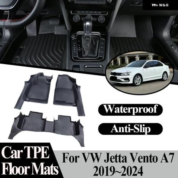 TPEカーフロアマット 防水 滑り止め カーペット フット パッド カバー カーペット パッド フット パッド フォルクスワーゲン VW ジェッタ ヴェント A7 2019~2024 カスタム パーツ アクセサリーHign-concerne...