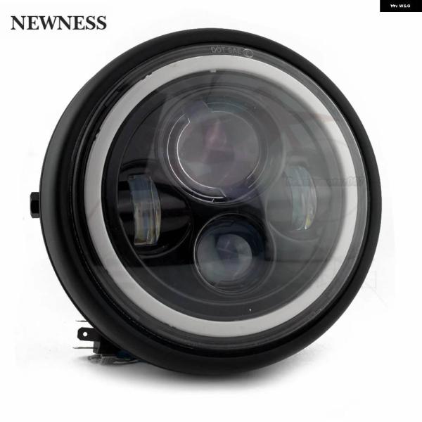 7インチ バイク LED ヘッドライト ハイ/ロービームDRL アンバー 色 白ウインカーラウンド ヘッドランプ 金属 バケット カスタム パーツ アクセサリーHigh-concerned chemical:NoneWattage:50/2...