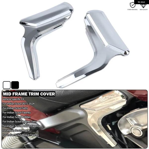 バイク ミッド フレーム トリム カバー サイド フェアリング クロームプレート ステッカー - ブラック/クローム インディアン スカウト シックスティ 2015-2024 カスタム パーツ アクセサリーProtective parts:...