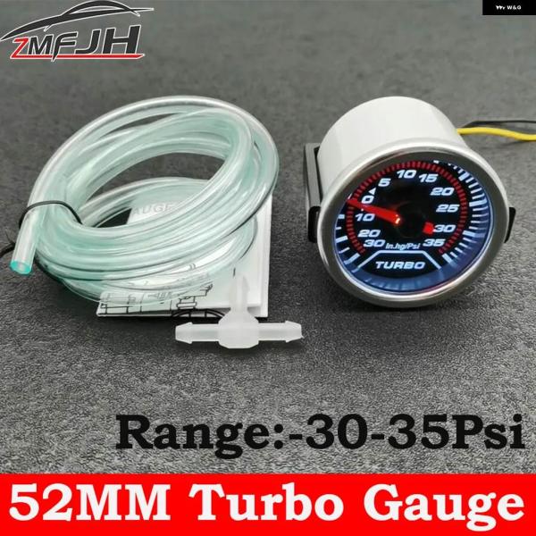 2インチ52MMターボブーストゲージ -30 INHG〜35 PSI メカニカルホワイトLEDブーストゲージ スモークレンズ ブーストセンサー 12V ブーストゲージ カスタム パーツ アクセサリーHigh-concerned chemic...