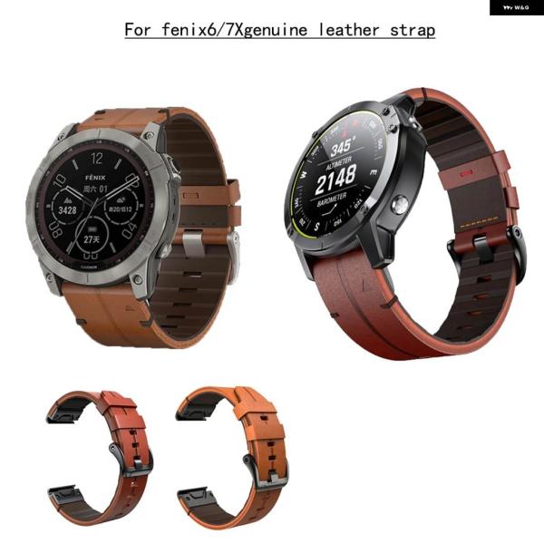 TACTIX FENIX 6 クイックリリース レザーストラップ FENIX 7X ウォッチリストバンド 22.26MM 牛革ストラップ カスタム パーツ アクセサリーHigh-concerned chemical:NoneCompatib...