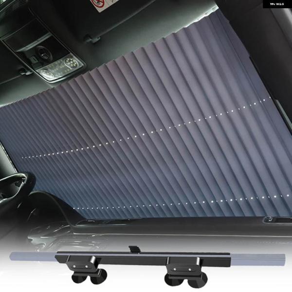 車用格納式 フロントガラス サンシェード 紫外線カット 車用フロントウィンドウカーテン サンシェード ブロックフィルム プロテクター カバー 45/65/70CM カスタム パーツ アクセサリーwhether electrical:NoMa...