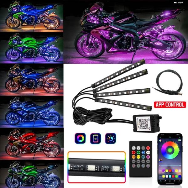 バイク ムードライト アンダーグローライト LEDライトキット アプリ リモコン RGB 防水 ヤマハ BMW ハーレー カスタム パーツ アクセサリーBattery Included:NoHigh-concerned chemical:N...