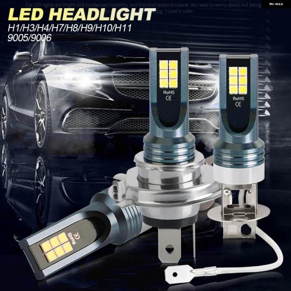 2個 車用 LED ヘッドライト フォグランプ 電球 H4 H7 H11 H8 H9 H1 H3 LED 9005 9006 HB3 HB4 ドライビング ランニングランプ 12-24V 12000LM カスタム パーツ アクセサリーHig...
