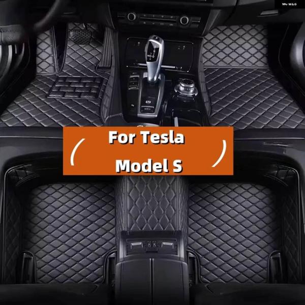 カーフロアマット テスラ モデルS 2012 - 20-2023 オートカーペット フットコッシュ カスタム パーツ アクセサリーHigh-concerned chemical:NoneFloor Mats Type:Leather Mat...