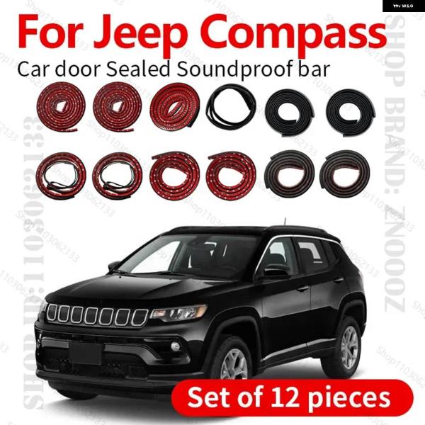 ジープ コンパス MP/MK ドアシールストリップ ゴム製 ダブル層 シーリング プロテクター 防音ストリップ シールストリップ 12個セット カスタム パーツ アクセサリーHigh-concerned chemical:NonePlace...