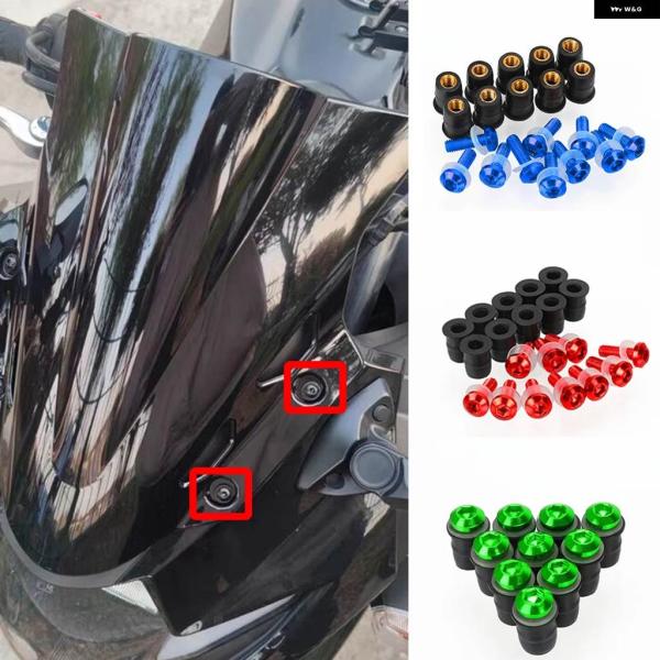 10個 M5 スズキ GSXR GSX-R 600 750 1000 GSX R 600 750 1000 K1 K2 K3 K4 K5 K6 K7 K8 K9 ウインドスクリーン ボルト ネジキット カスタム パーツ アクセサリーProt...