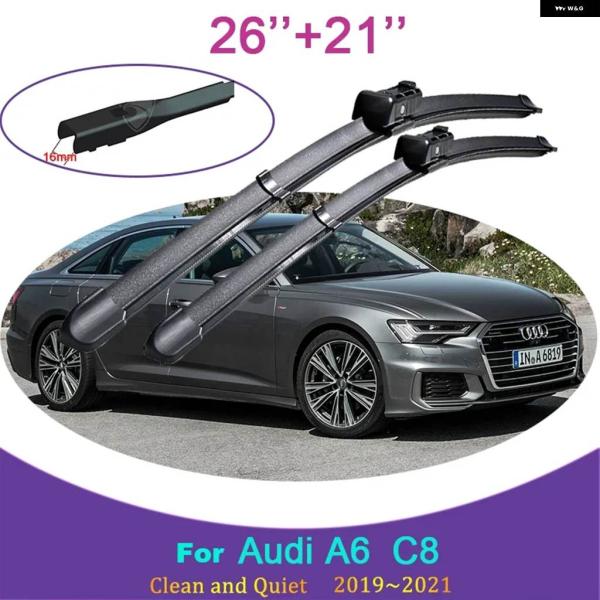 アウディ A6 C8 2019 - 21 ゴム製 ワイパー スノースクレーピングブレード フレーム レス サイレントフロントウインドシールドブラシ カー カスタム パーツ アクセサリーHigh-concerned chemical:None...