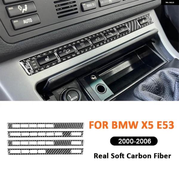 BMW X5 E53 2000-2006用 カーボン カーシート ヒーター ベンチレーション コントロール ボタン トリム パネル デコレーション ステッカー カスタム パーツ アクセサリーHigh-concerned chemical:N...