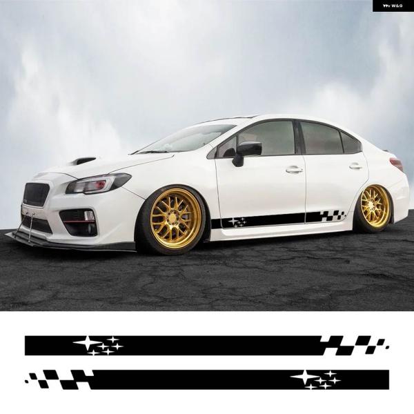 2個 車ドアサイドストライプ スカート ステッカー デカール スバル インプレッサ WRX STI GDB GVB 2018 2009 2008 2014 2002 2015用 カスタム パーツ アクセサリーHigh-concerned c...