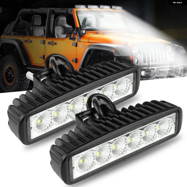 2個 12V 車用 LED ライトバー 18W 6000K スーパーカー LED 作業灯 IP67 スポットライト ホワイト オフロード ヘッドライト ドライビングライト カスタム パーツ アクセサリーHigh-concerned chem...