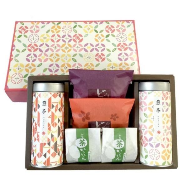 【ありがとう ギフトセットＡ】 お茶：知覧茶80ｇ×2缶お菓子：どら焼き×２・かるかん×２箱サイズ:18×28.5×7いつもお世話になっている方へ日頃の感謝の気持ちとホットする時間を贈ってみてみませんか？お茶によく合う和菓子と鹿児島銘菓のか...
