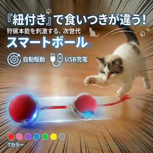 【留守番中の猫ちゃんも退屈知らず】 勝手に転がって猫の狩猟本能を刺激する、全自動スマートキャットボールです。【主な特徴】 ・障害物回避：壁や家具に当たると自動で方向転換。 ・静音設計：シリコンカバーが音を吸収。夜間やマンションでも安心。 ・...