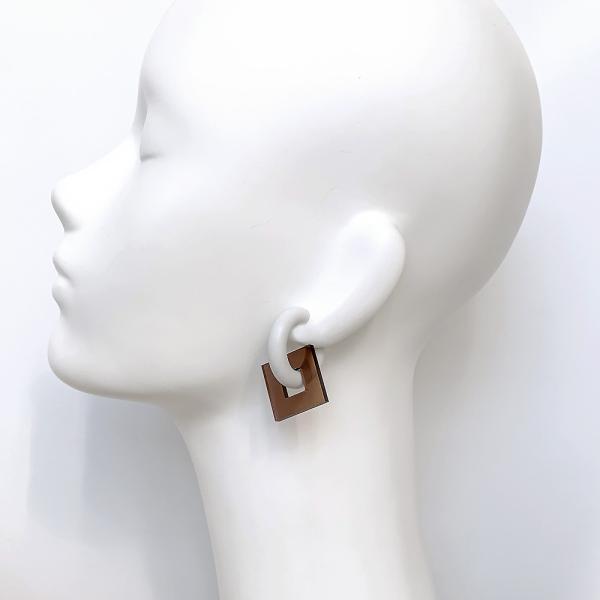 acrylic アクリリック gum earring ガムイヤリングパーツ スクエア小 ブラウン 痛くないゴムイヤリング 坂雅子 masako ...