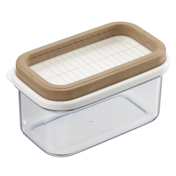 ●ギュッと一押しで約10gにカットでき、そのまま冷蔵庫にストック●450gの業務用ポンドバター専用設計●約10gに切れるから、お菓子作りやホームベーカリーの計量にとても便利！うす切りなので溶けやすく使いやすい●保存ケースはピタッと密閉できる...