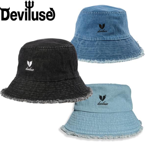 Deviluse 2026 Spring/Summer VOL.4！！ブランドアイコンが刺繍された春らしいデニムハット,つばのフリンジがポイント■サイズ詳細:One Size頭回り：約59cmツバの長さ：約6cm※掲載画像はメーカー提供サン...