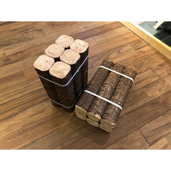 高品質の人工薪：メイプルブリケットです。工業製品なので品質が安定しており、含水率も低く灰や匂いが少ない扱いやすい燃料です。虫が付きにくく形状が一定なので室内保管が可能です。都市部をはじめとする住宅街での薪ストーブ運用にはブリケットがとても便...