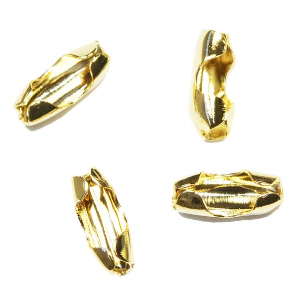 ●ボールチェーンの先端どうしをつないで輪にするための金具です。ブレスやキーリングなどにどうぞ〜♪●サイズはボールチェーンの太さ1.2〜1.5mm共用です。●表示価格は１０コ入りのお値段です。●素材：真鍮●メッキ：１６ＫＧ（金メッキの色合いに...