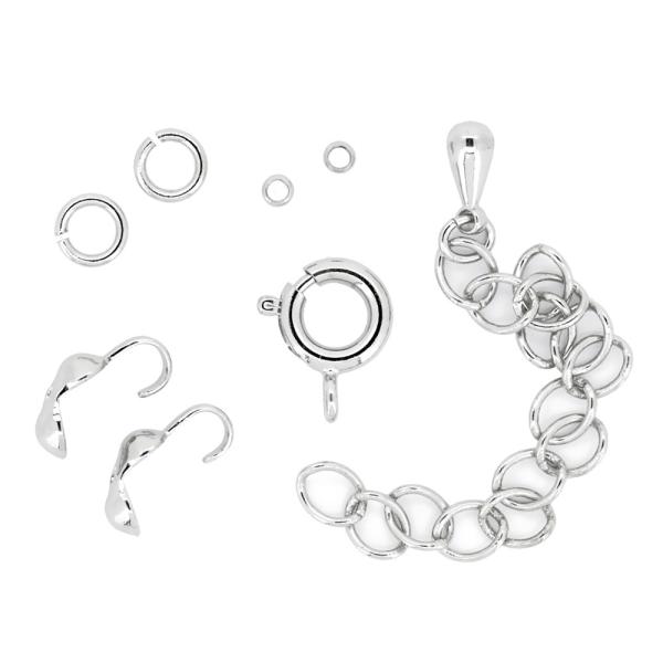 ●ネックレスやブレスレット作成時に必要な金具一式が便利なセットになっています♪引き輪にアジャスター（長さ調節用）その他金具が一式セットに！この金具セットのパーツ構成引き輪　７ｍｍ １コアジャスター １コ丸カン ２コボールチップ　中 ２コつぶ...