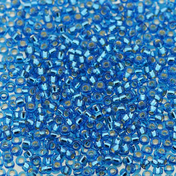 ●１パックは約３．３ｇになります。●カラーは透明感のあるブルー（サファイア）の中にシルバーのラインが入ります。●サイズ：外径約１．７ｍｍ弱●同じカラーの丸大・丸小ビーズも販売中です。