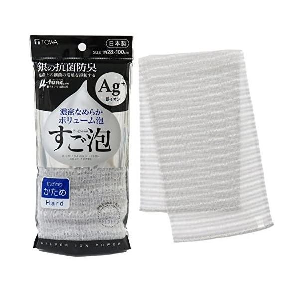 濃密でなめらかなボリューム泡が作れるボディタオルです純銀の糸「ミューファン」の抗菌力で細菌の増殖を抑制します生地を凸凹させることで空気を含み素早く泡立ちます細めの66ナイロンを使用しているので、キメ細かい泡が立ちやすいですボディソープ・石鹸...