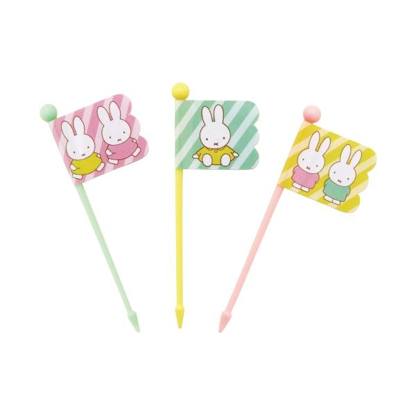 ミートボールやミニトマトなどにさせば、楽しいお弁当のできあがり！パーティのオードブル料理にもおすすめです☆■長さ：70mm■本数：9本入り（3柄×3本入り）■品質表示ピックス：ABS樹脂(耐熱温度：80度)フラッグ：紙■中国製