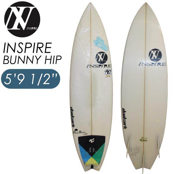 サーフボード ショートボード INSPIRE インスパイア BUNNY HIP 5'9 1/2■ブランド：Inspire Surfboards■状態：使用感ありの中古。全体的に黄ばみあり。フットマーク、凹み、リペア跡、キズあり。■Lengt...