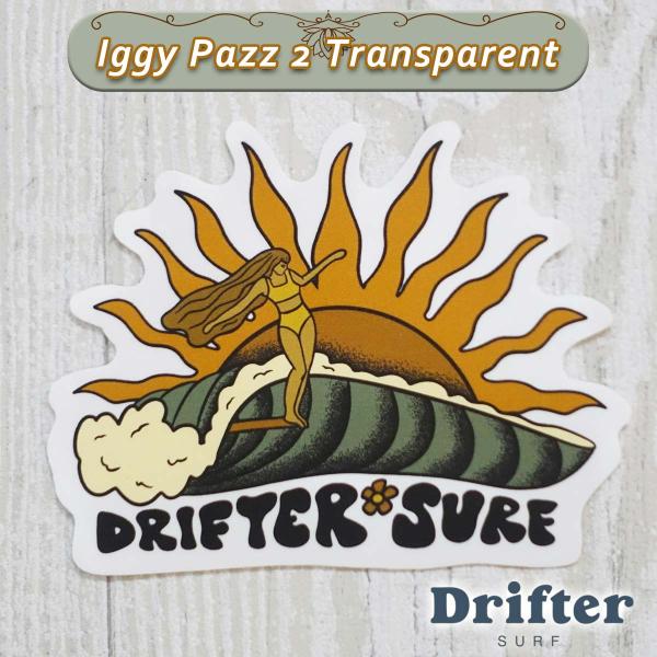 あすつく 速達メール便発送 即日出荷 送料200円！DRIFTER ステッカー Iggy Pazz 2 Transparentバリ島にあるサーフショップ＆カフェ、ドリフターのショップステッカーです。人とかぶりたくない方には断然オススメ！SU...