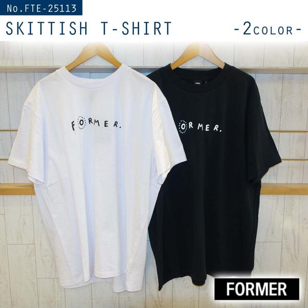 あすつく【代引き＆宅配便可能】速達メール便のみ送料無料！FORMER Tシャツ SKITTISH T-SHIRTFORMERのシンプルデザインTシャツ。フロントにちょっとかわったフォントでデザインされている。王道の2カラー展開。■ 商品詳細...