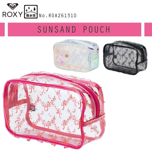 あすつく即日出荷 宅配便発送 【代引き&amp;日時指定可】ROXY クリアポーチ SUNSAND POUCH■DESIGN・クリア素材の大きめポーチ。・総柄ロゴプリントとコードパイピングが目を引くデザイン。・袋口部分は切りっぱなしのデザイ...