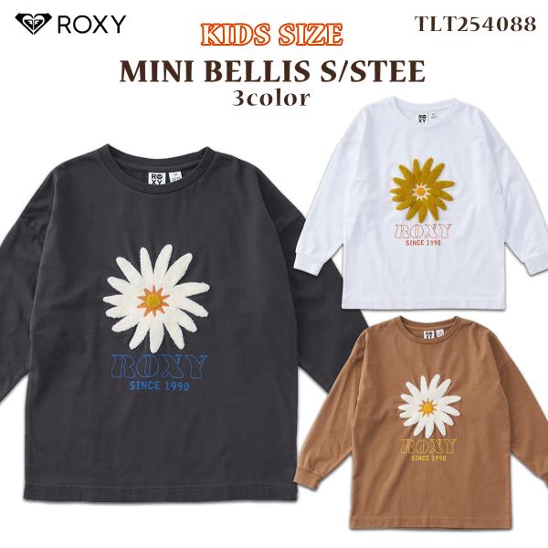 あすつく【代引き＆宅配便可能】メール便のみ送料無料！ROXY MINI BELLIS S/STEEフロントに大きな立体感のあるフラワーモチーフの刺繍をあしらった、クルーネックのロングスリーブTシャツ。ドロップショルダーで身幅広めのゆったりし...