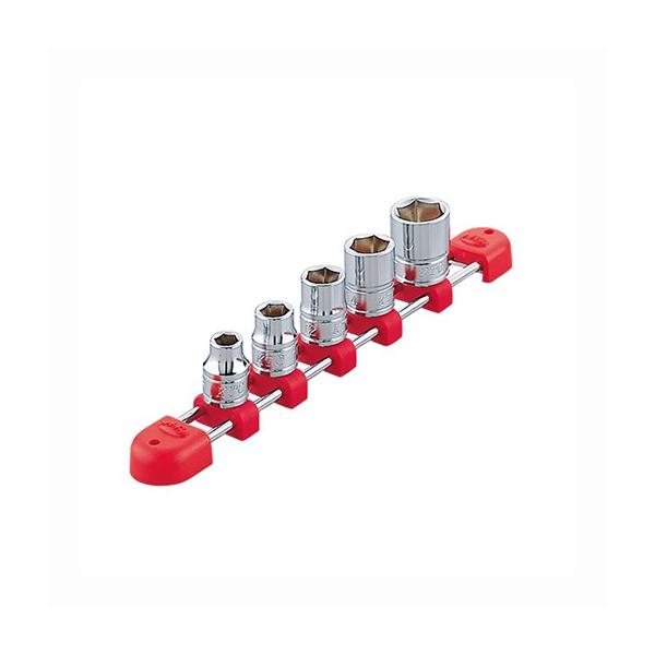 KTC 9.5sq.(3/8")ソケットセット(5個組) TB305Eは口径部と差込角に応力の集中を防ぐことでボルト・ナットのエッジを傷めにくくし、より確実な締め付け・緩め作業が行えるパワーフィット形状[差込角] 3/8"(9.5mm)[サ...