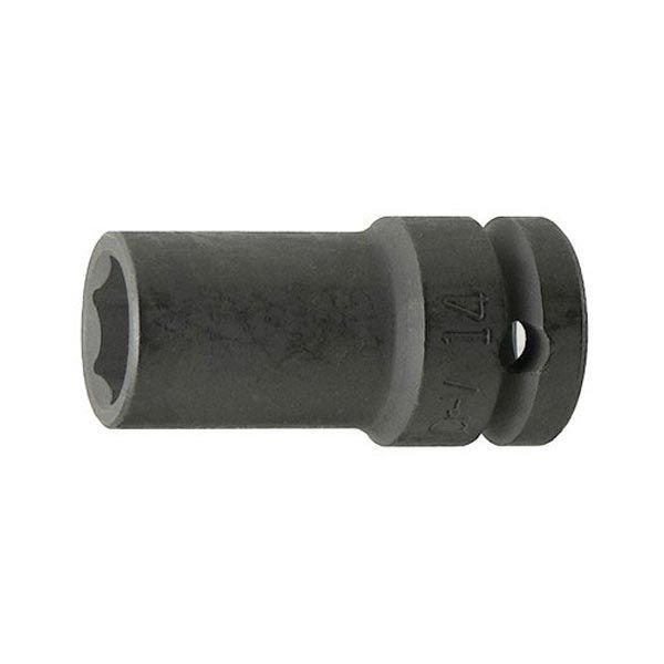 素材には優れた強度・耐衝撃性を持つクロームバナジウム鋼を使用したセミロングインパクトソケットです。高いトルクでのボルト、ナット締緩におすすめです。[差込角] 1/2"(12.7mm)[サイズ] 14mm[全長] 52mm[ポイント] 6角[...