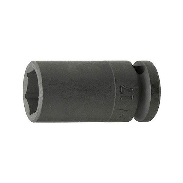 素材には優れた強度・耐衝撃性を持つクロームバナジウム鋼を使用したセミロングインパクトソケットです。高いトルクでのボルト、ナット締緩におすすめです。[差込角] 1/2"(12.7mm)[サイズ] 17mm[全長] 52mm[ポイント] 6角[...