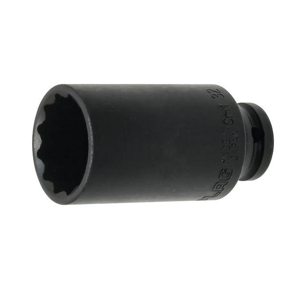 1/2"(12.7mm)ディープインパクトソケット32mmハブナット用は12角形状のアクスルハブナット用のソケットです。インパクトレンチを使用することで手作業では困難だったハブナットの緩め作業が楽に行えます。[差込角] 1/2"(12.7m...