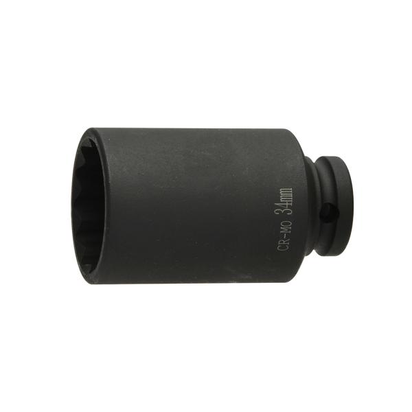 ハブナット専用の34mmインパクトソケットです。6角と12角のハブナットの両方に使用できます。[差込角] 1/2"(12.7mm)[サイズ] 34mm[全長] 78mm[外径] 45.8mm[ポイント] 12角 ラウンドコーナー(面接触)[...