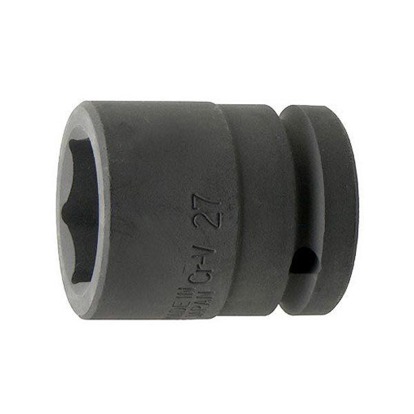 素材には優れた強度・耐衝撃性を持つクロームバナジウム鋼を使用したインパクトソケットです。高いトルクでのボルト、ナット締緩におすすめです。[差込角] 3/4"(19.0mm)[サイズ] 27mm[全長] 50mm[重量] 330g[ポイント]...