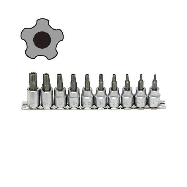 一部の欧州車に使用される5山の星型穴付きボルトに対応するペンタロビュラビットソケットです。[セット内容] IPR10、15、20、25、27、30、40、45、50、55[全長] 各49mm[仕上げ]・ソケット部:クロームメッキ(マット仕上...