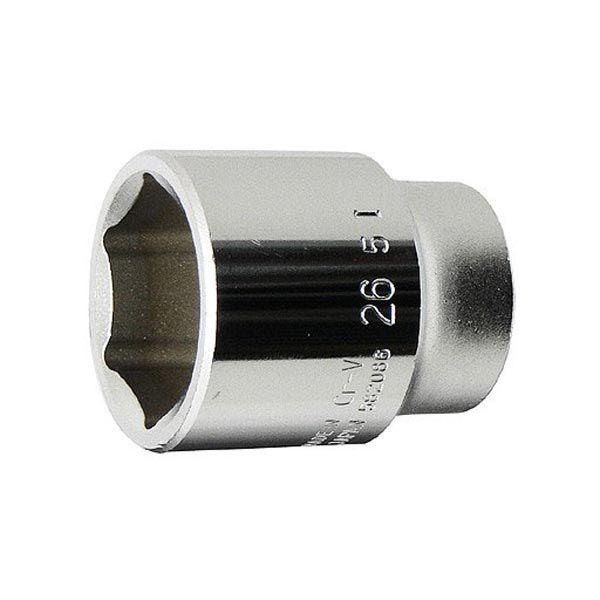 厳選されたクロームバナジウム鋼を鍛造・熱処理した、強靭で耐久性に優れたソケットです。高いトルクでのボルト、ナット締緩におすすめです。[差込角] 1/2"(12.7mm)[サイズ] 26mm[全長] 43mm[重量] 158g[ポイント] 6...