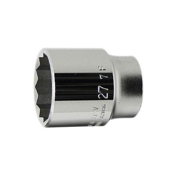 厳選されたクロームバナジウム鋼を鍛造・熱処理した、強靭で耐久性に優れたソケットです。高いトルクでのボルト、ナット締緩におすすめです。[差込角] 1/2"(12.7mm)[サイズ] 27mm[全長] 43mm[重量] 190g[ポイント] 1...
