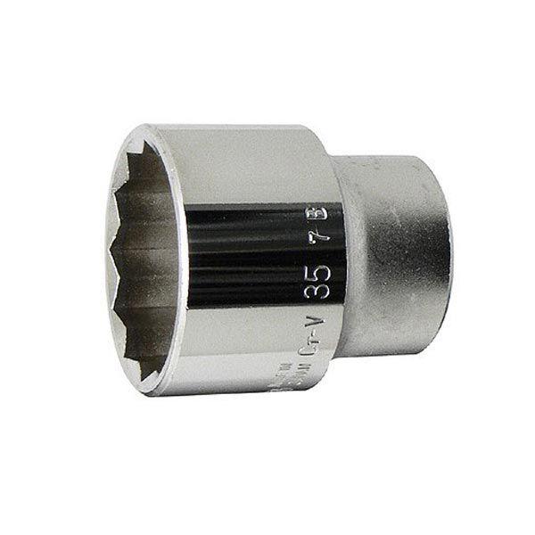 厳選されたクロームバナジウム鋼を鍛造・熱処理した、強靭で耐久性に優れたソケットです。高いトルクでのボルト、ナット締緩におすすめです。[差込角] 1/2"(12.7mm)[サイズ] 35mm[全長] 50mm[重量] 300g[ポイント] 1...
