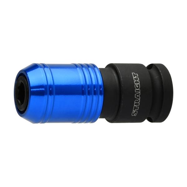 インパクトレンチに装着して使用できるビットホルダーです。ビットをそのまま差し込むだけで装着できるクイックチャックを採用しています。[差込角] 3/8"(9.5mm)[ビットサイズ]　1/4"(6.3mm)[全長] 48mm[材質] クローム...