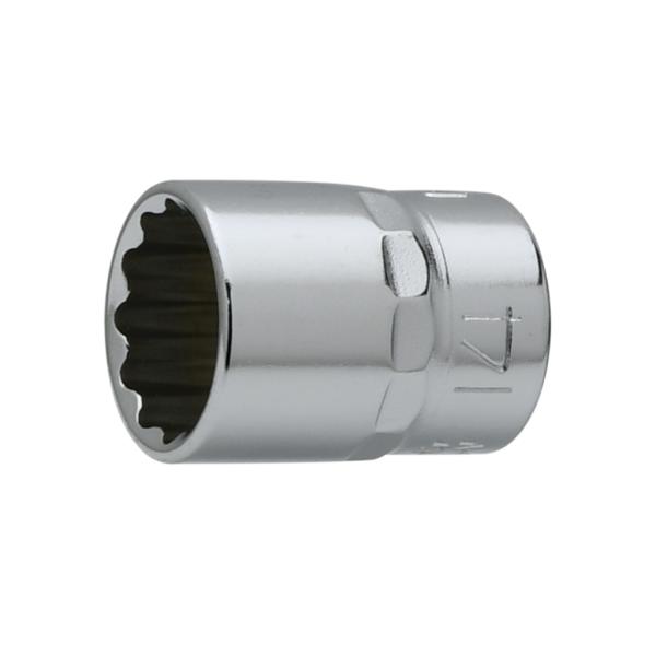 特殊鋼を使用し、サイズのコンパクト化と高強度を両立し、本体側面には手回し用滑り止め加工に12面カット(ダイヤモンドカット)を採用したFLAGブランドの最高級ソケットです。[差込角] 3/8"(9.5mm)[サイズ] 14mm[全長] 25m...