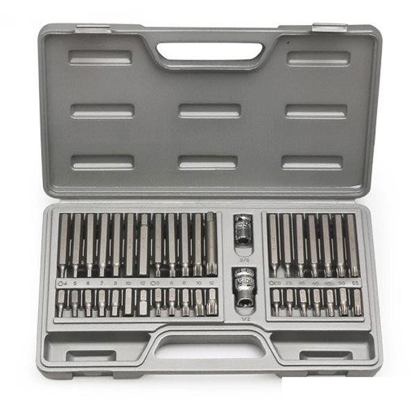 ヘックス、ヘクサロビュラ、スプラインの特殊形状ビットが入ったビットセットです。ショートとロングのビット入りで使い分けに便利です。差込角3/8"(9.5mm)/1/2"(12.7mm)で使用できます。[ヘクサロビュラビット] T20、T25、...