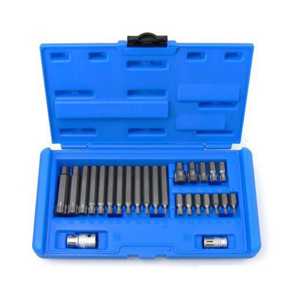 六角の星型をしているためネジとのかみ合いが強くより大きなトルクが得られる形状のヘクサロビュラビットセットです。[ビットホルダー差込角] 3/8"(9.5mm)、1/2"(12.7mm)[セット内容] T10、T15、T20、T25、T27、...